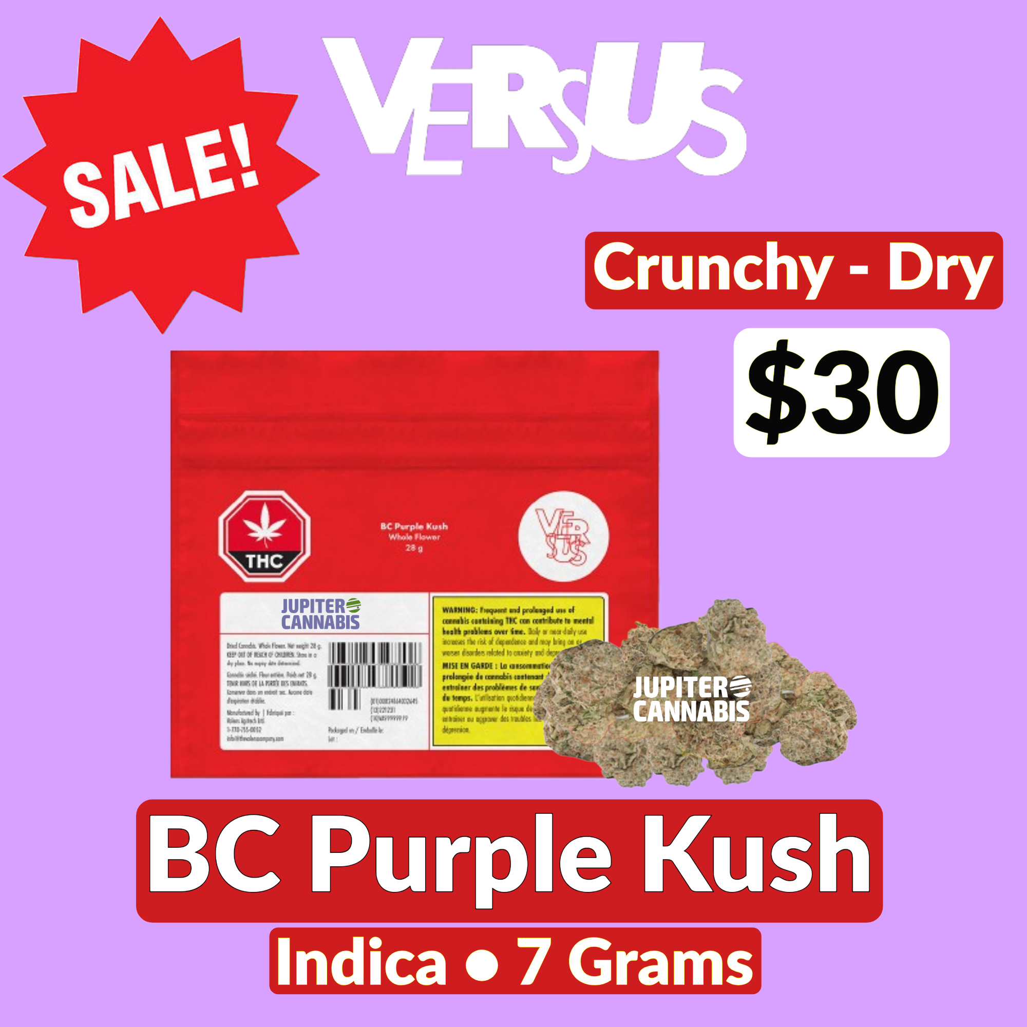 Versus BC Purple Kush 7g | Jupiter Cannabis Winnipeg